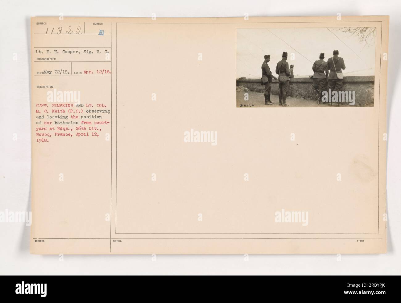 Lt. E. H. Cooper, a signal corps photographer, captures Lt. Col. M. C ...