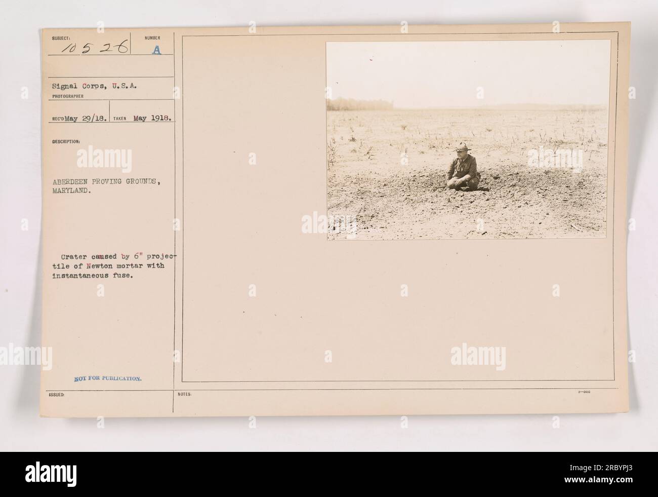 Crater caused by 6" projectile of Newton mortar with instantaneous fuse ...