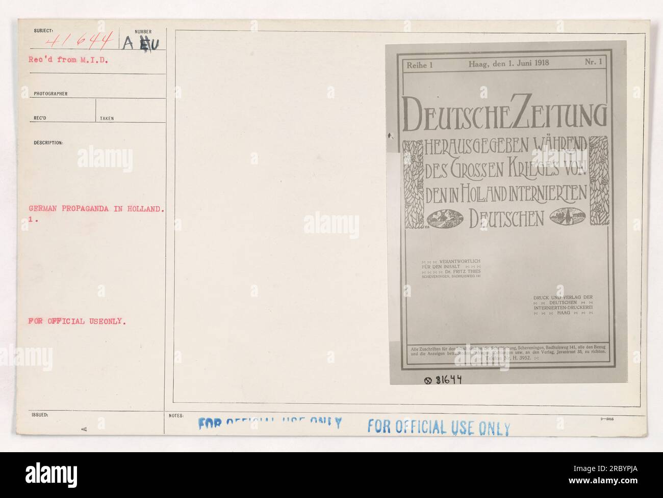 Image of a German newspaper, possibly propaganda, published during ...