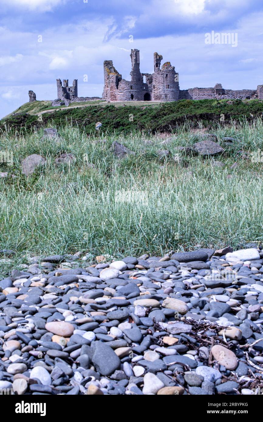 Dunstanburgh Castle, Northumberland is a 14th-century fortification on ...