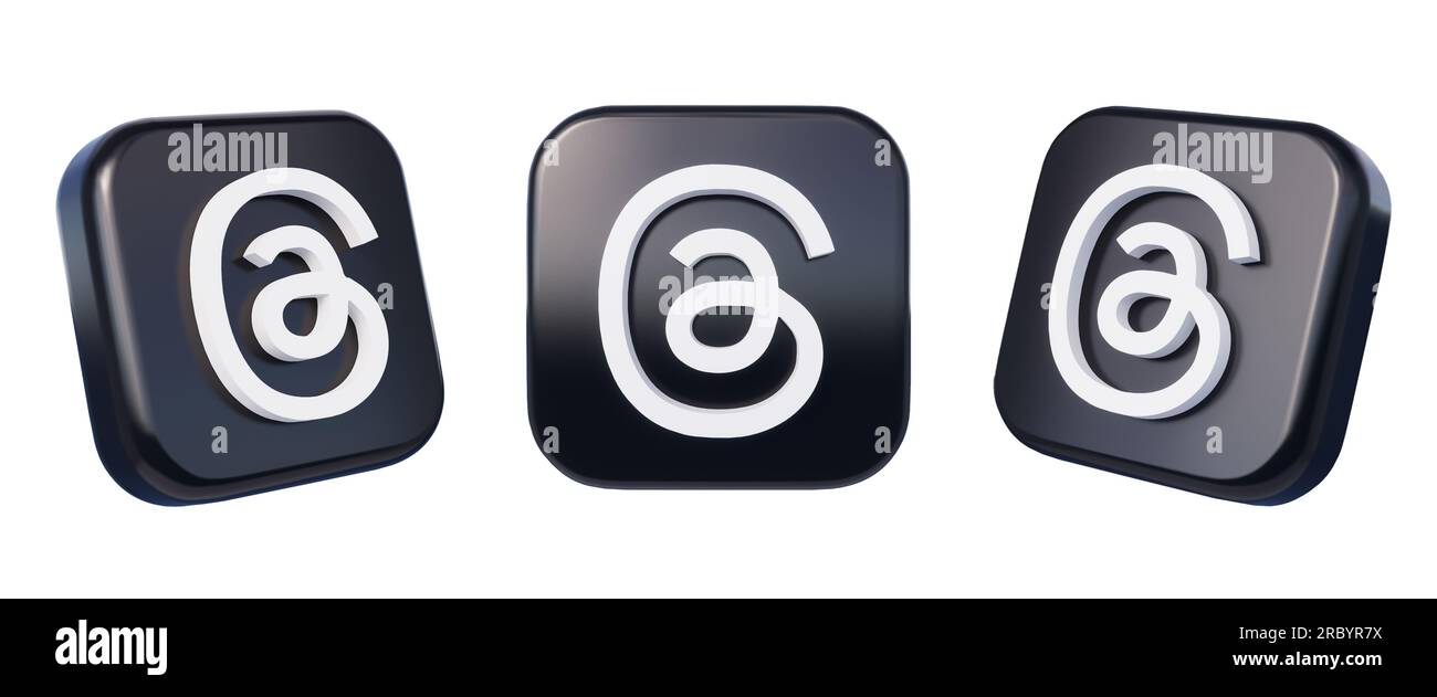 July, 2023. Threads Social Media App Logo 3D illustration. Threads is a ...