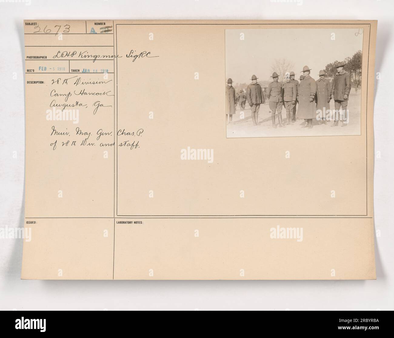 The photograph shows Major General Chas. P. Muir of the 28th Division ...