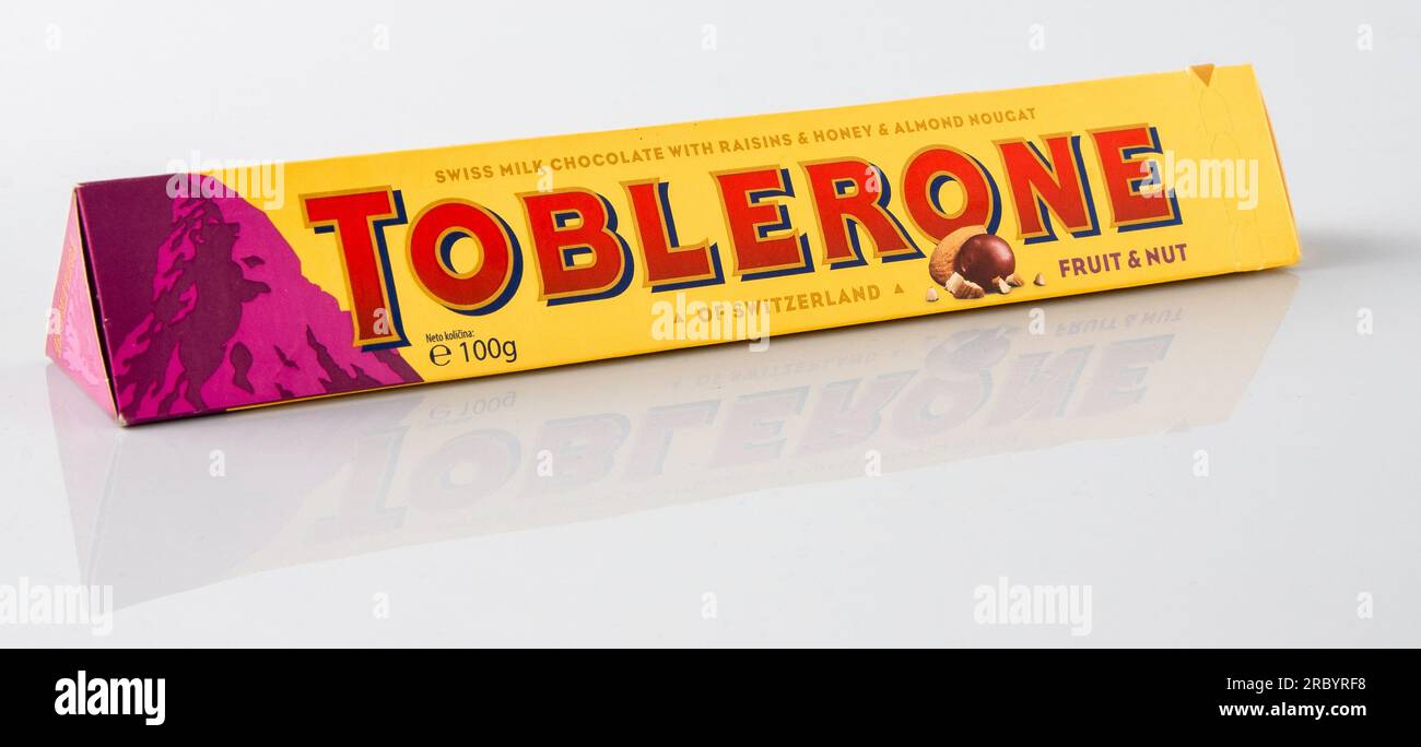 Toblerone Swiss chocolate with raising, honey, almond nougat. New ...