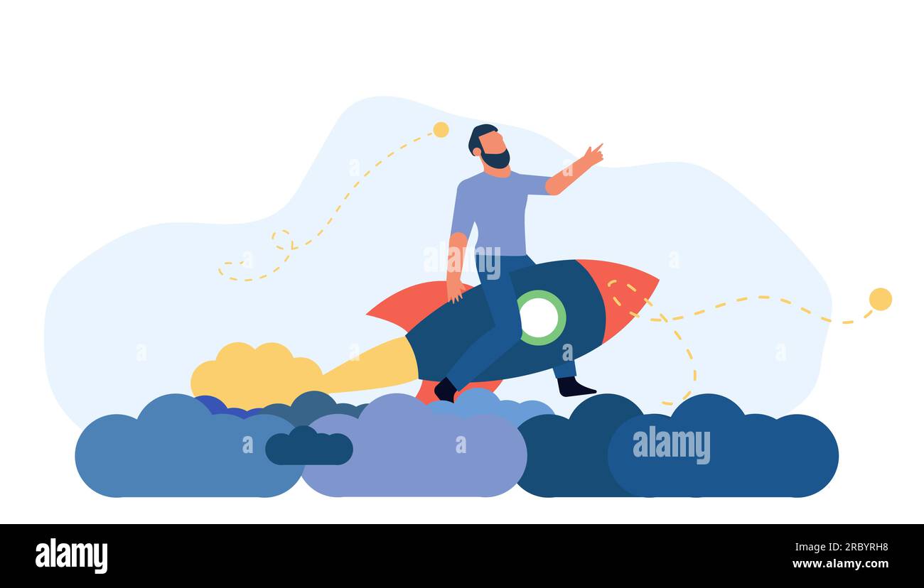 Business ambition move up motivation success sky man. Space rocket ...