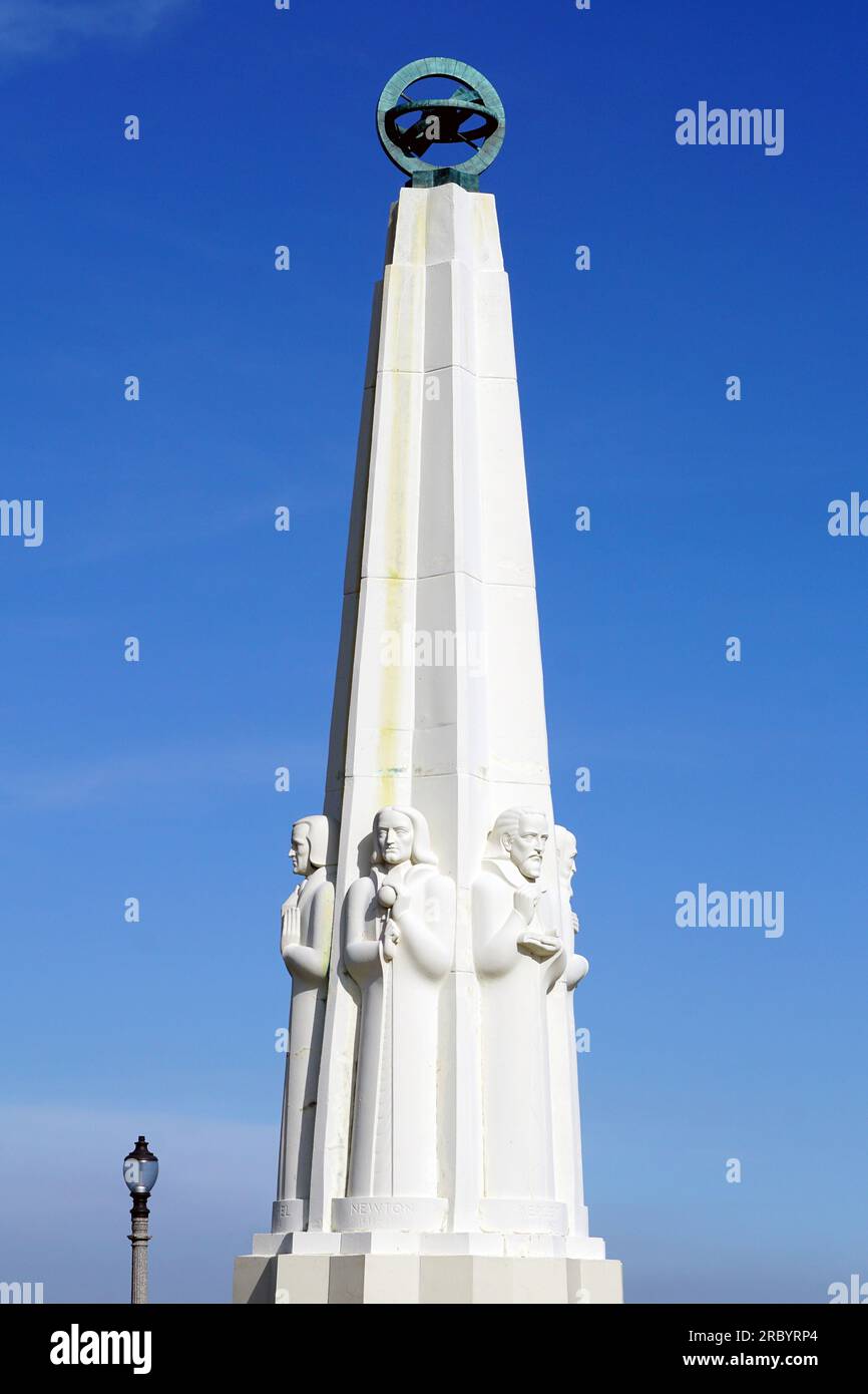 Astronomers Monument in front of Griffith Observatory, Griffith Park ...