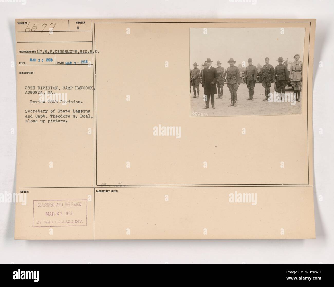 Secretary of State Lansing and Capt. Theodore G. Boal attending a ...