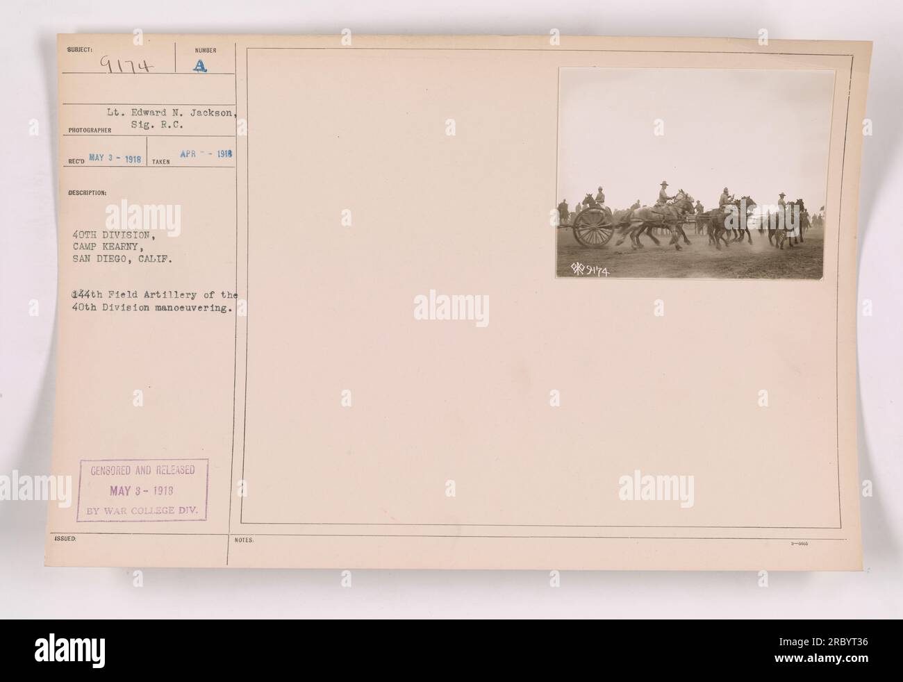 "Photograph taken by Lt. Edward N. Jackson, submitted on May 3, 1918 ...