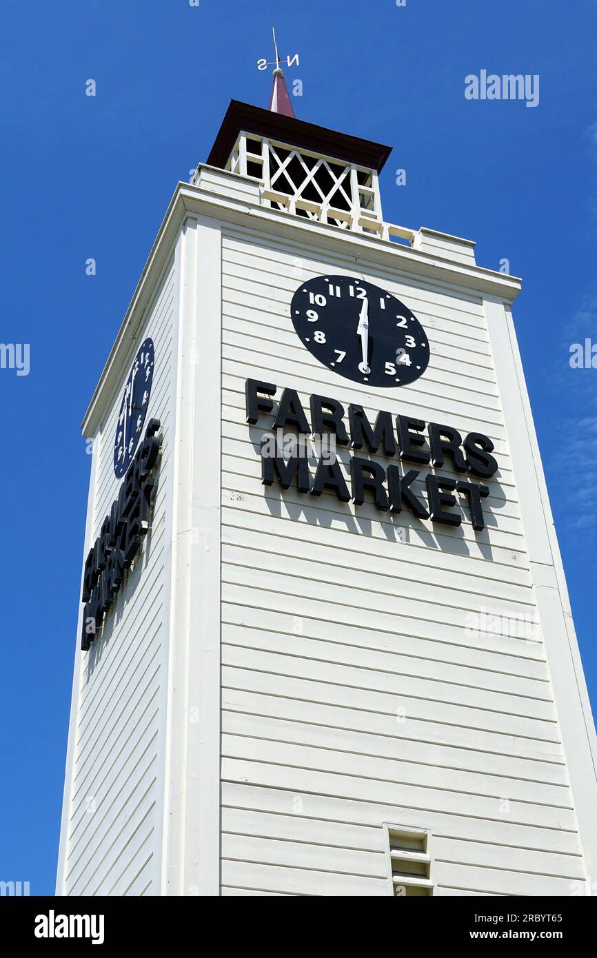 Clock tower, Farmers Market, Los Angeles, USA, North America Stock ...
