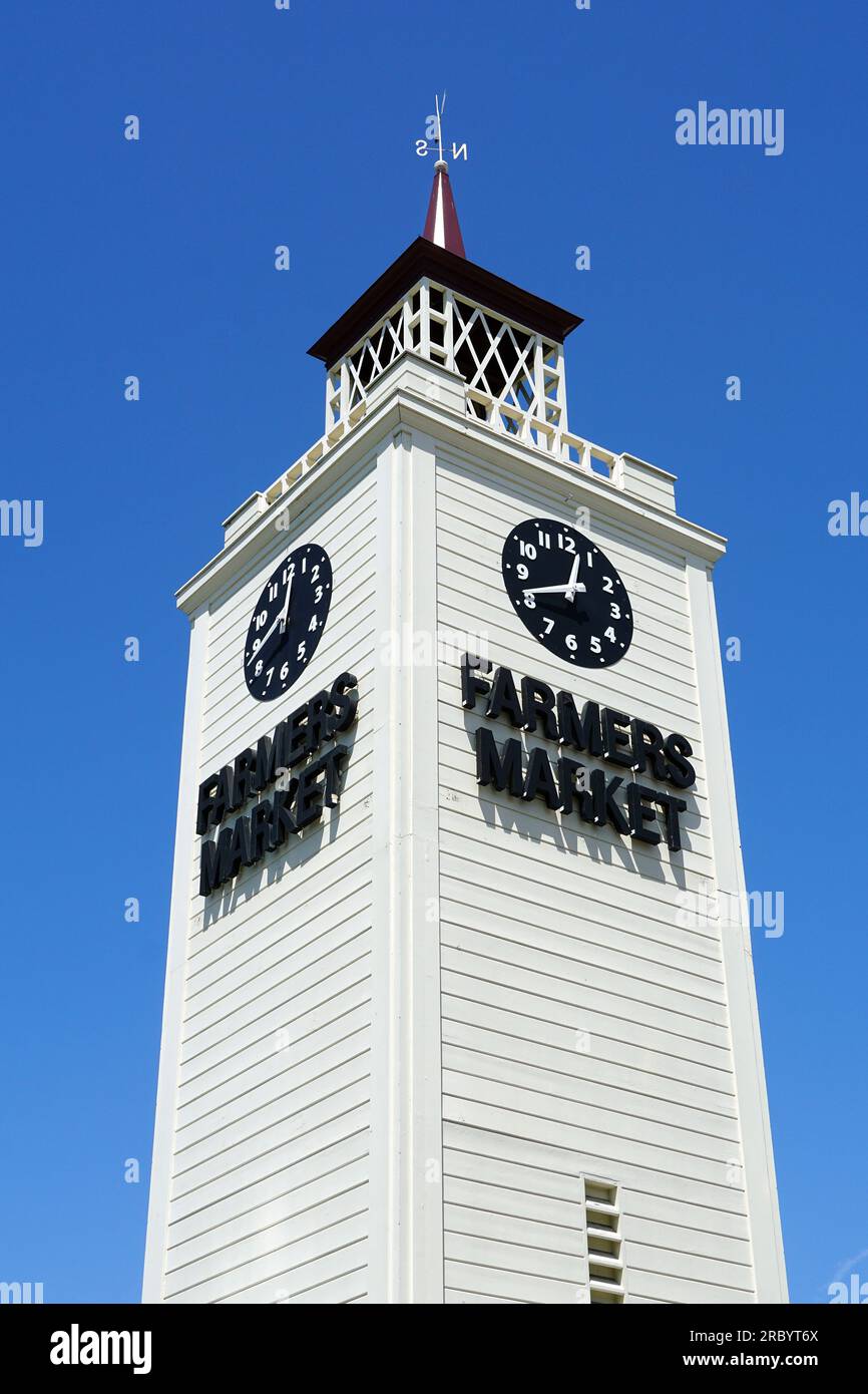 Clock tower, Farmers Market, Los Angeles, USA, North America Stock ...