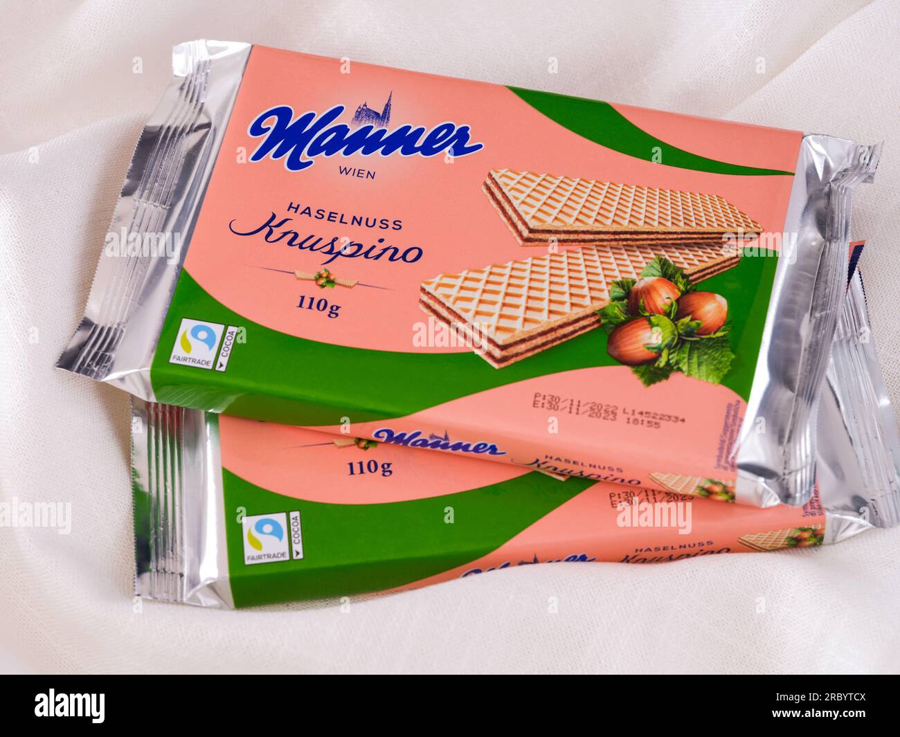 Tambov, Russian Federation - July 02, 2023 Two Manner Crunchy Hazelnut ...