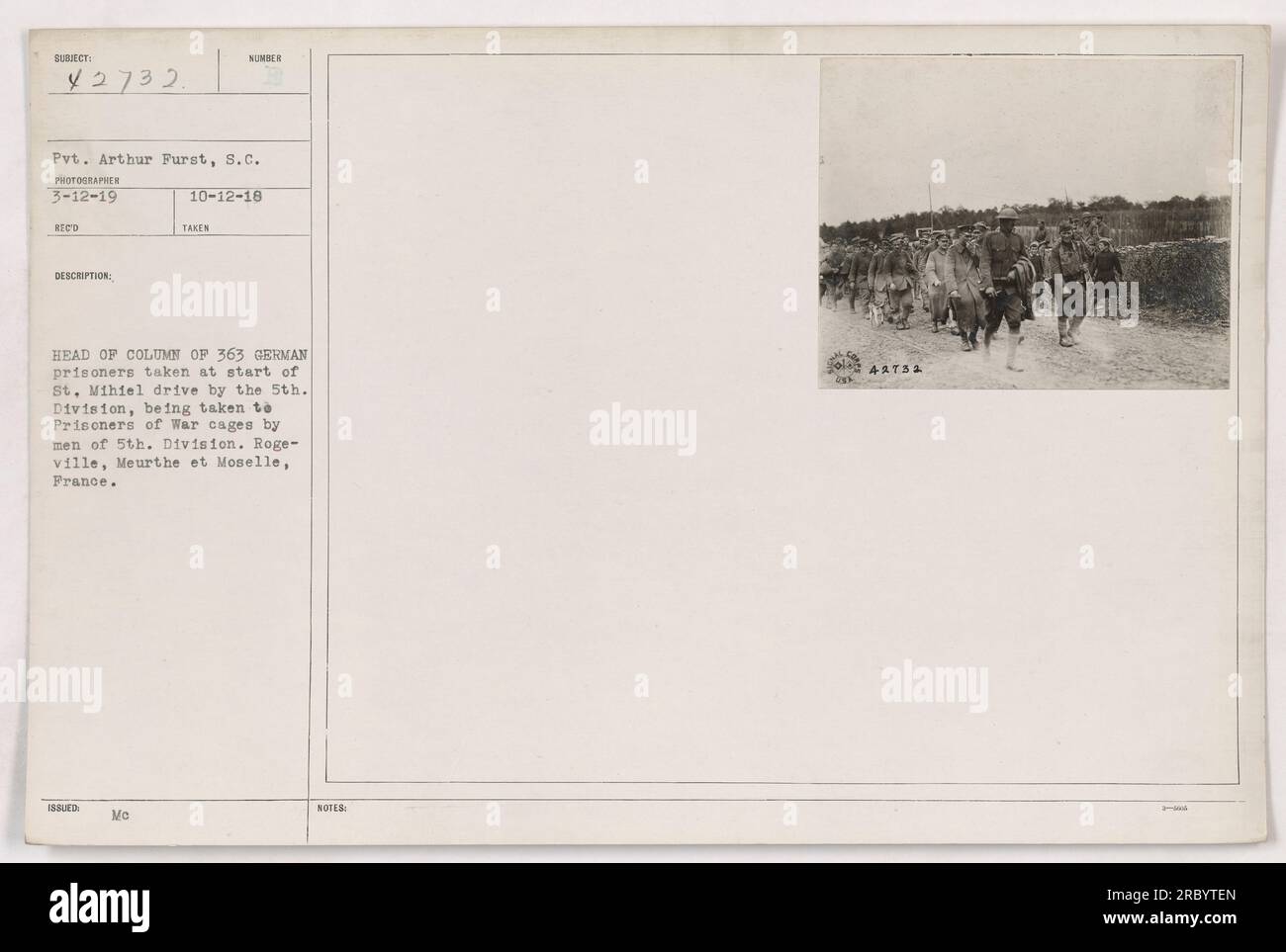 Pvt. Arthur Furst of the S.C. is photographed leading a column of 363 ...