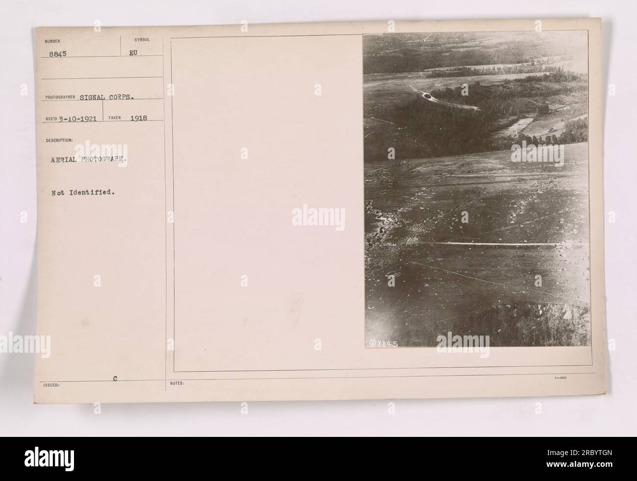 Aerial photograph 8845 taken by the Signal Corps on March 10, 1921. The ...