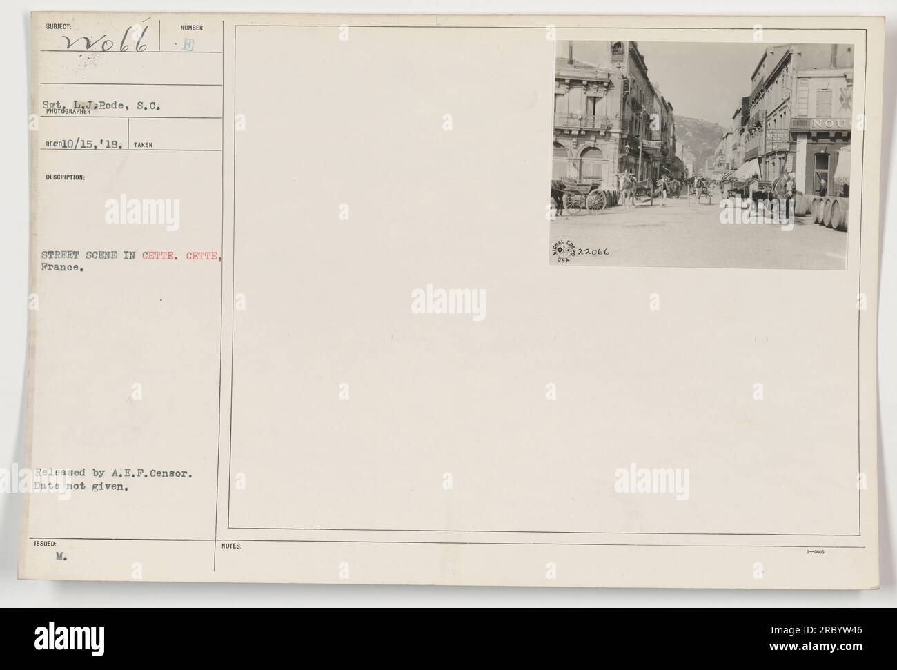 A street scene in the town of Cette, France during World War I. The ...