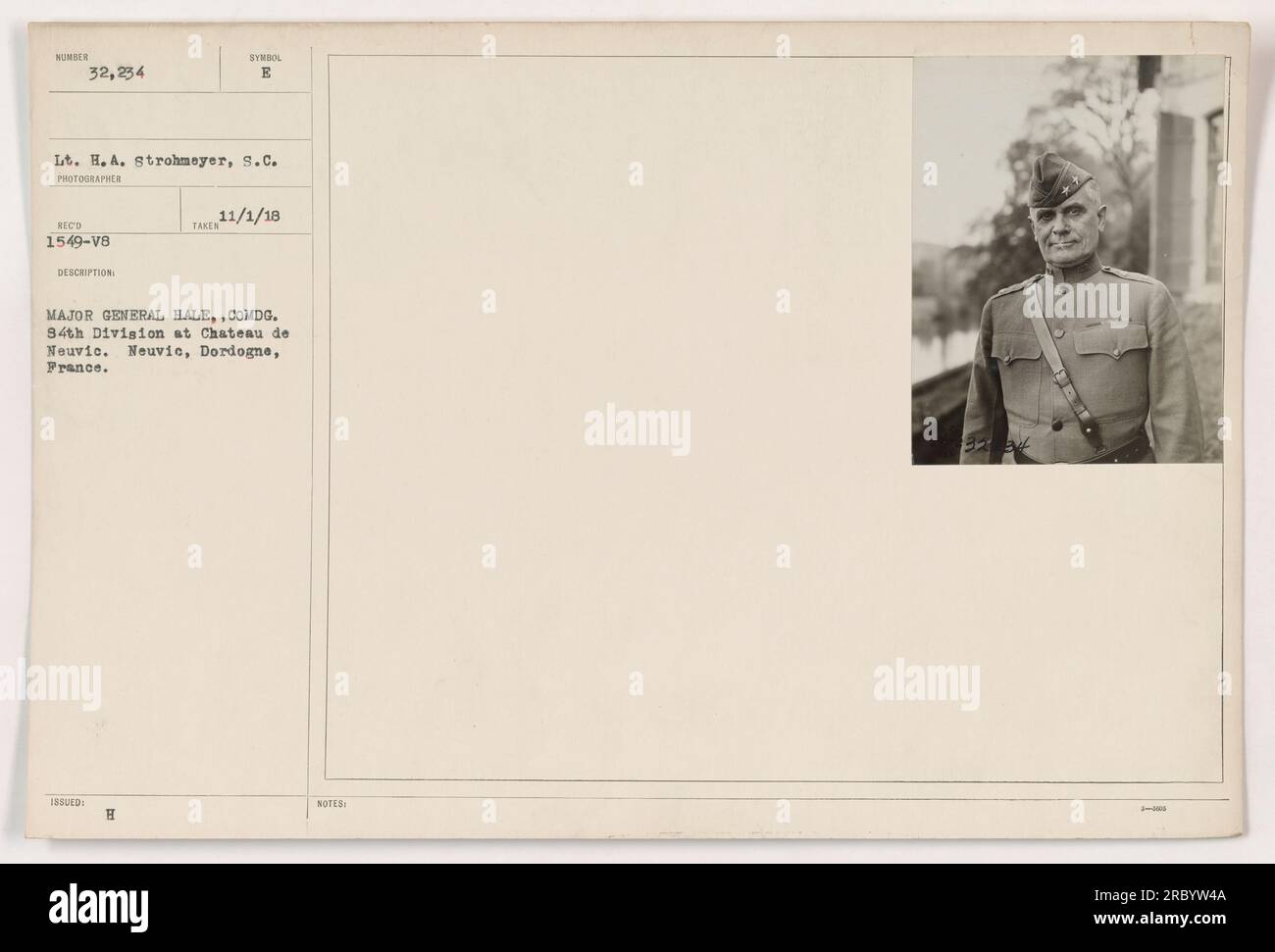 Major General Hale, commanding the 84th Division, is photographed at ...