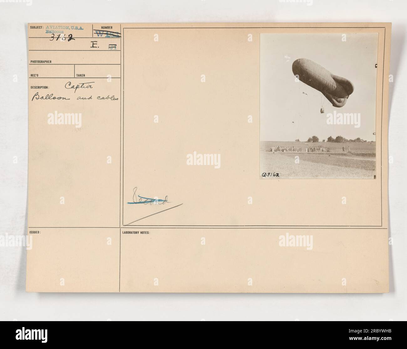 A captive balloon with cables is pictured in this image from the ...