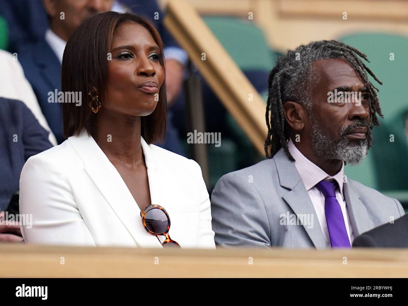 Jack Cole (right) and Dame Denise Lewis in the royal box on day nine of ...
