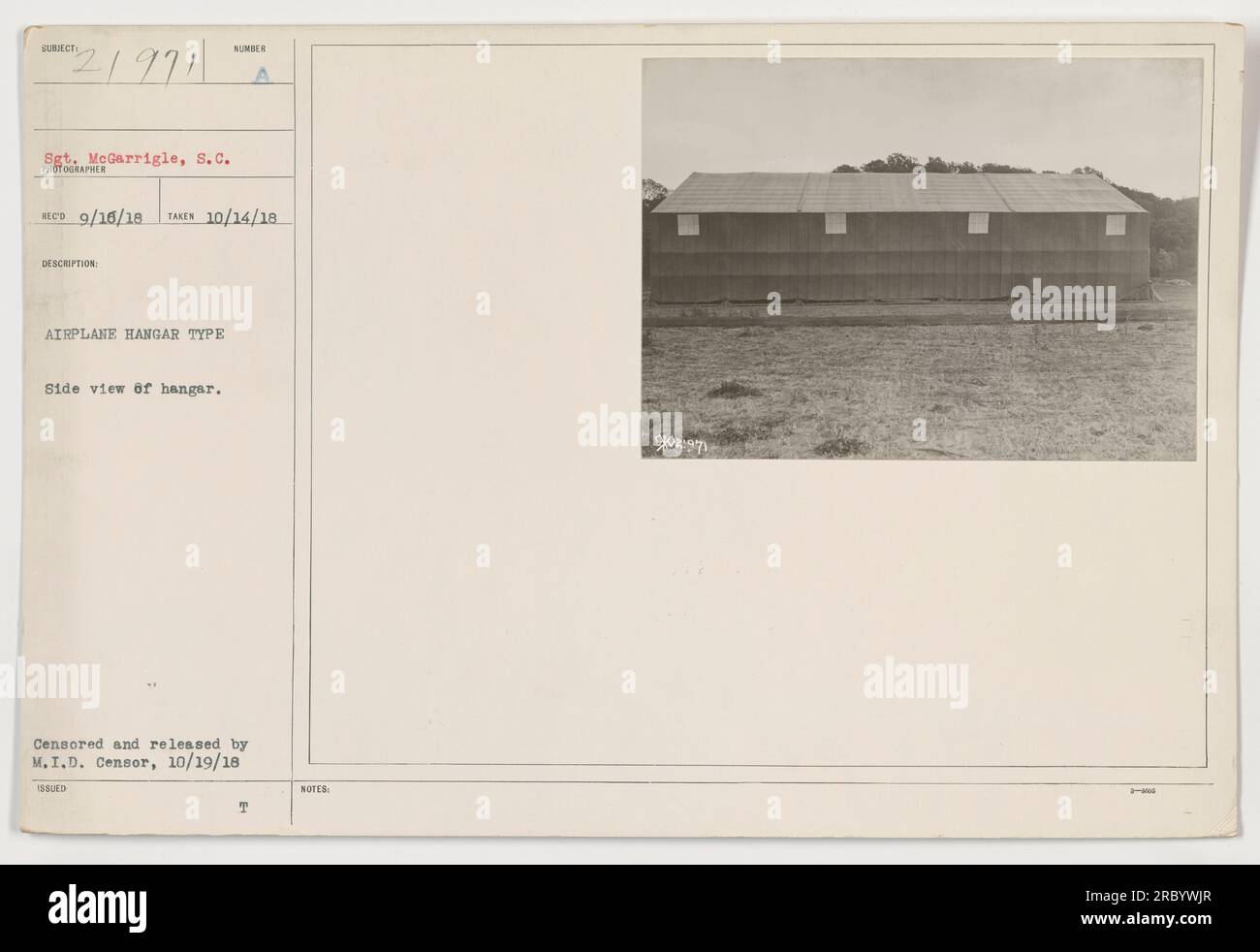 Side view of an airplane hangar at Sumber. The photograph was taken on ...