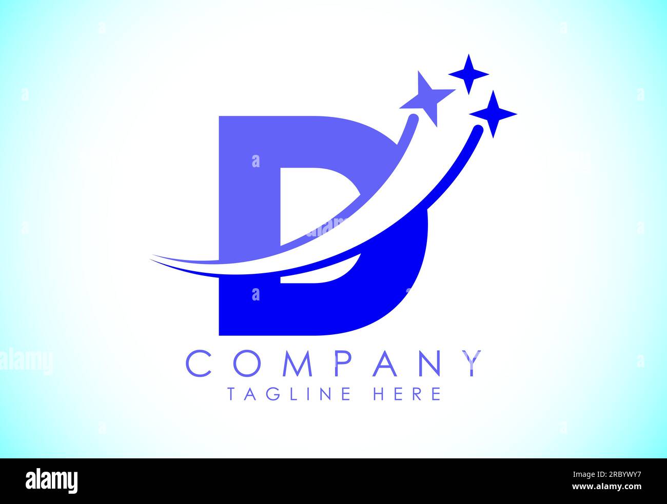 Initial alphabet with swoosh and star sign. Shooting star logo design ...