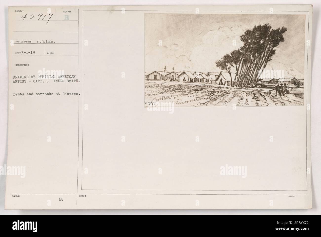 Tents and barracks at Gievres military base. This photograph was taken ...