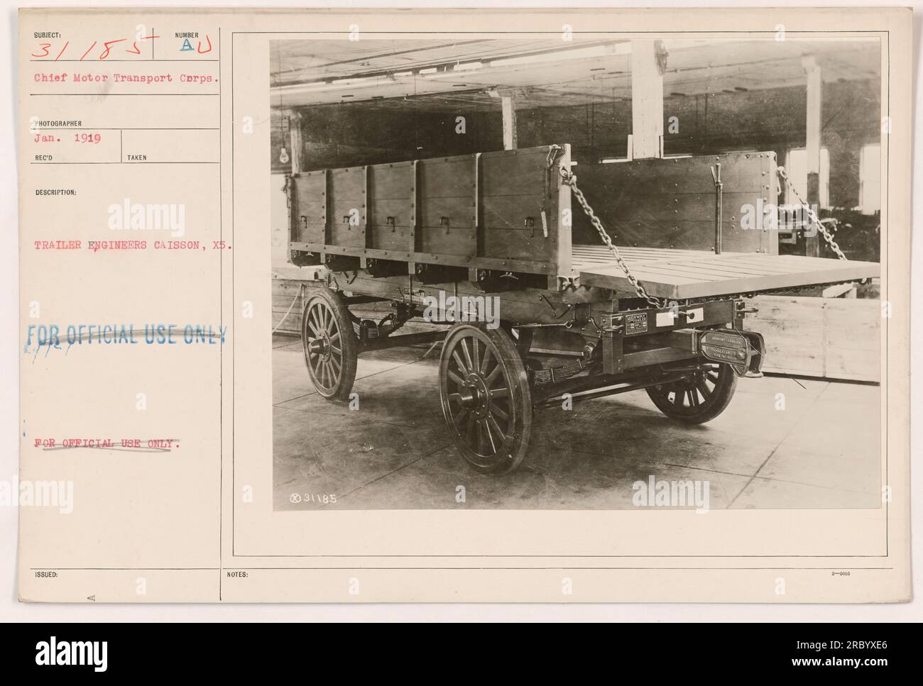 A photograph of a trailer carrying engineers' equipment issued by the ...