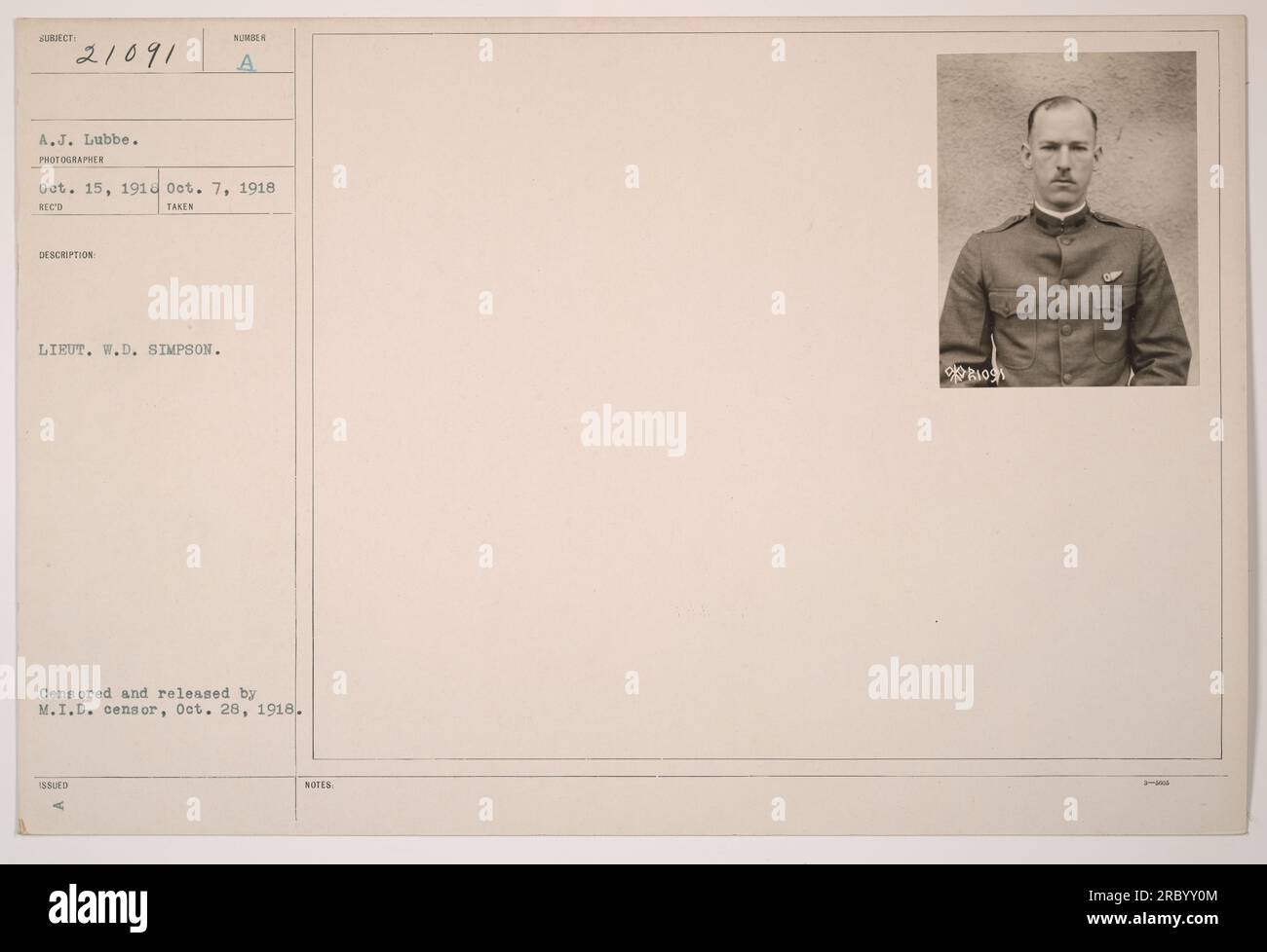 Lieutenant W.D. Simpson pictured in this photograph taken by A.J. Lubbe ...