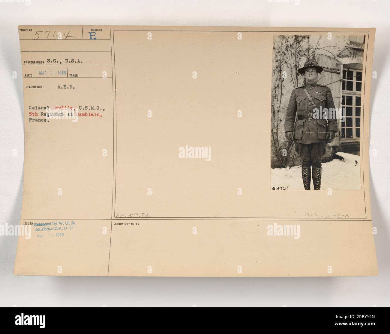 Colonel Neville, from the U.S. Marine Corps, pictured at Damblain ...