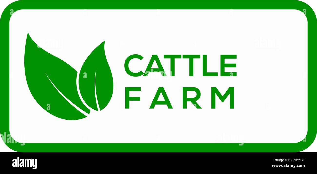 Cattle farm leaf vector logo or icon, green background Cattle farm logo ...