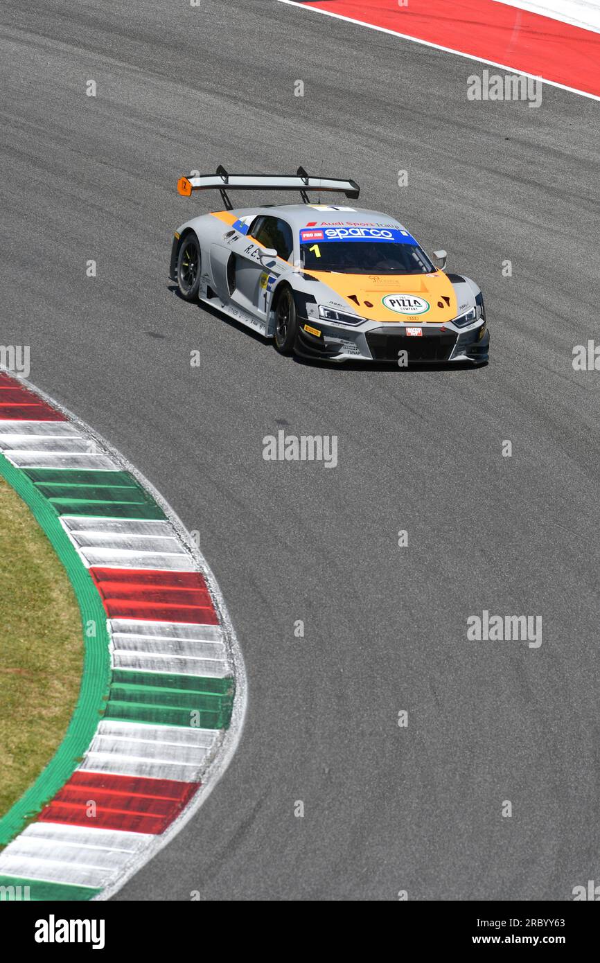 Scarperia, 7 July 2023: Audi R8 LMS GT3 of Team AUDI Sport Italia drive ...