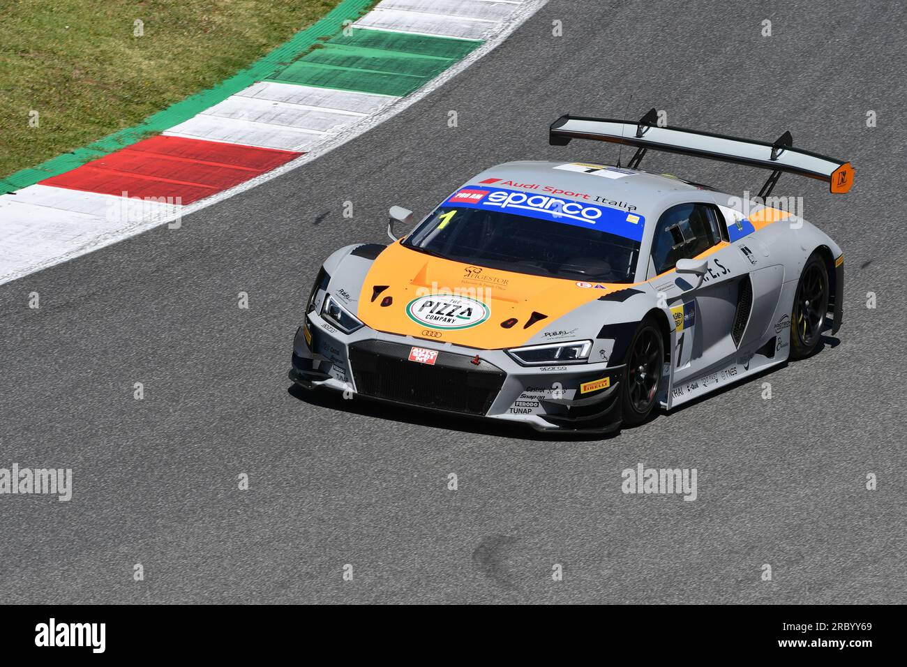 Scarperia, 7 July 2023: Audi R8 LMS GT3 of Team AUDI Sport Italia drive ...