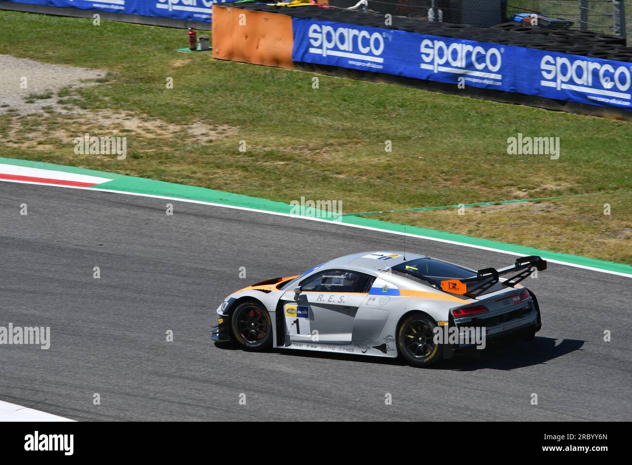 Scarperia, 7 July 2023: Audi R8 LMS GT3 of Team AUDI Sport Italia drive by Attianese Luca and ...