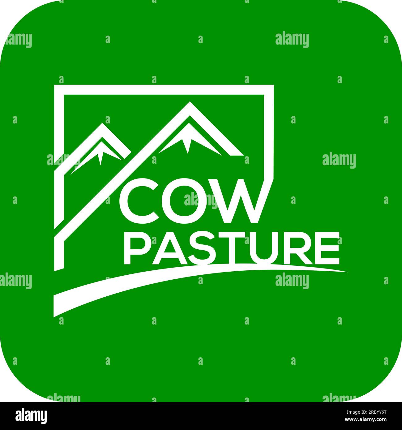 Cow pasture vector logo or icon, green background cow pasture logo ...