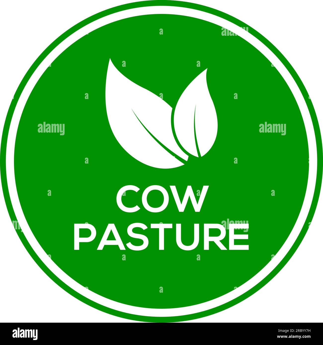 Cow pasture leaf vector logo or icon, green background cow leaf pasture ...