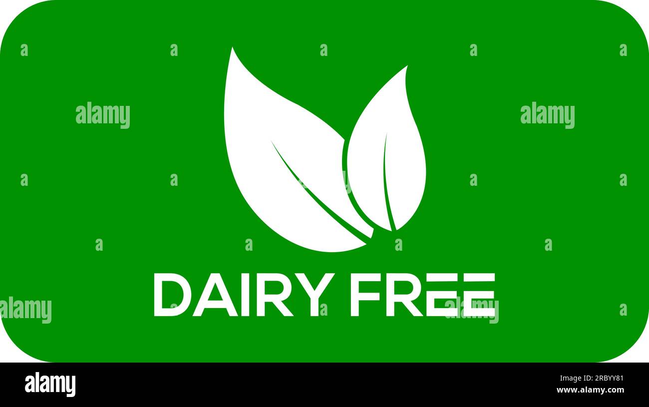 Dairy free vector logo or icon, green background dairy free logo Stock ...