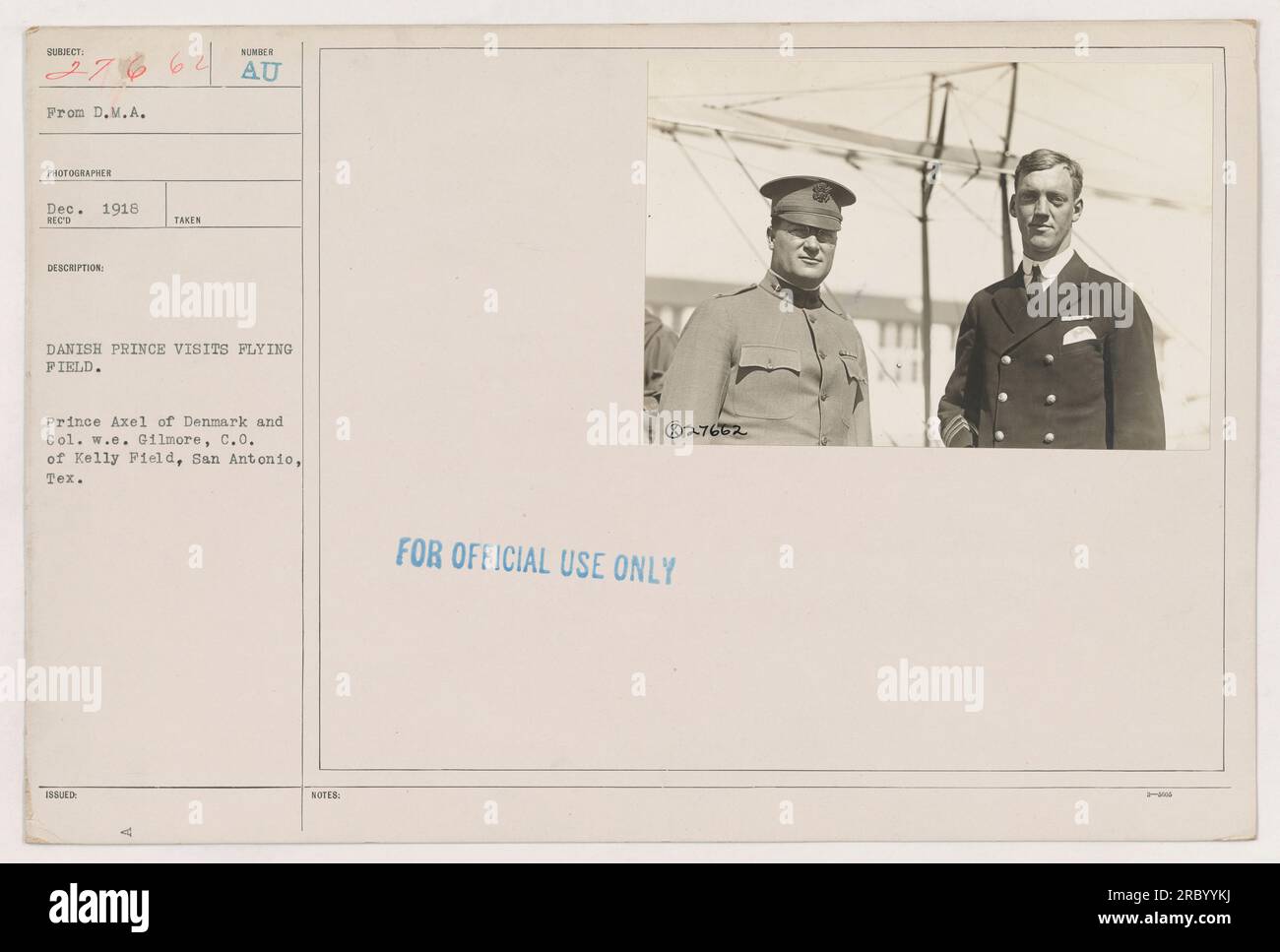 "Danish Prince, Axel of Denmark, visits Kelly Field during World War ...