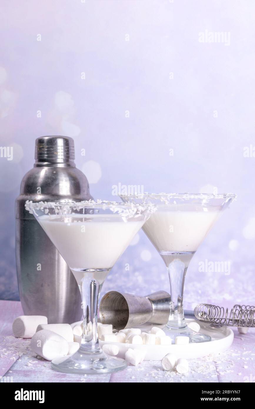 Cottontail Martini, sweet cute white martini alcohol cocktail, with ...