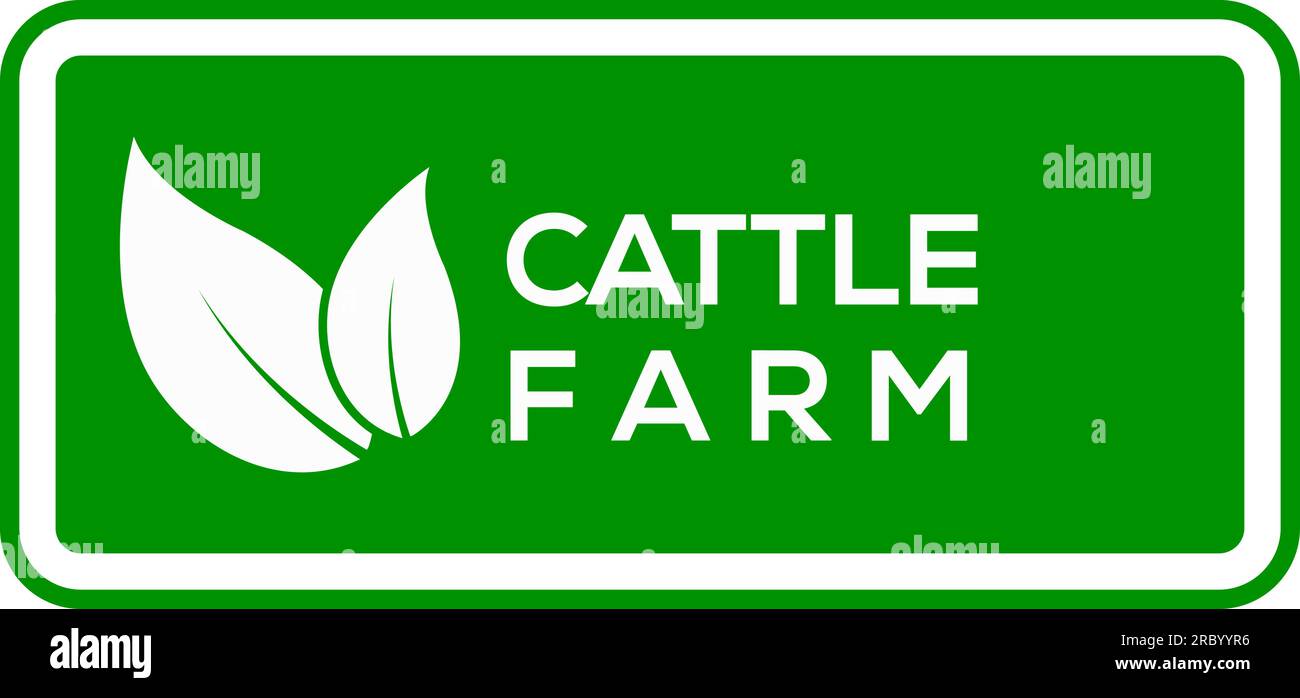 Green background Cattle farm leaf vector logo or icon, cattle farm leaf ...