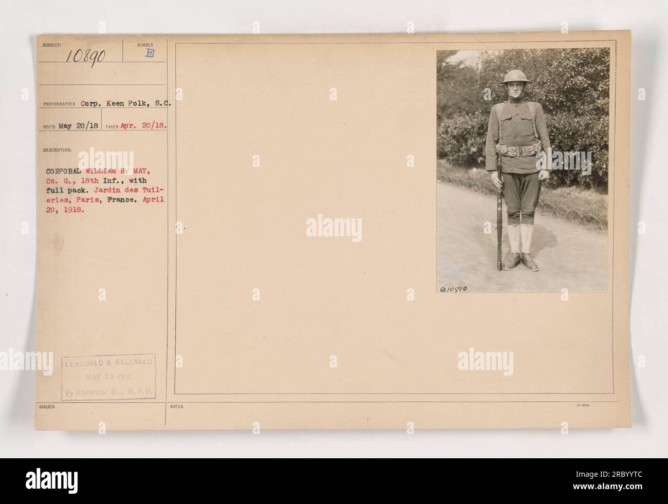 Corporal William H. May, from Co. G., 18th Infantry, is pictured in ...