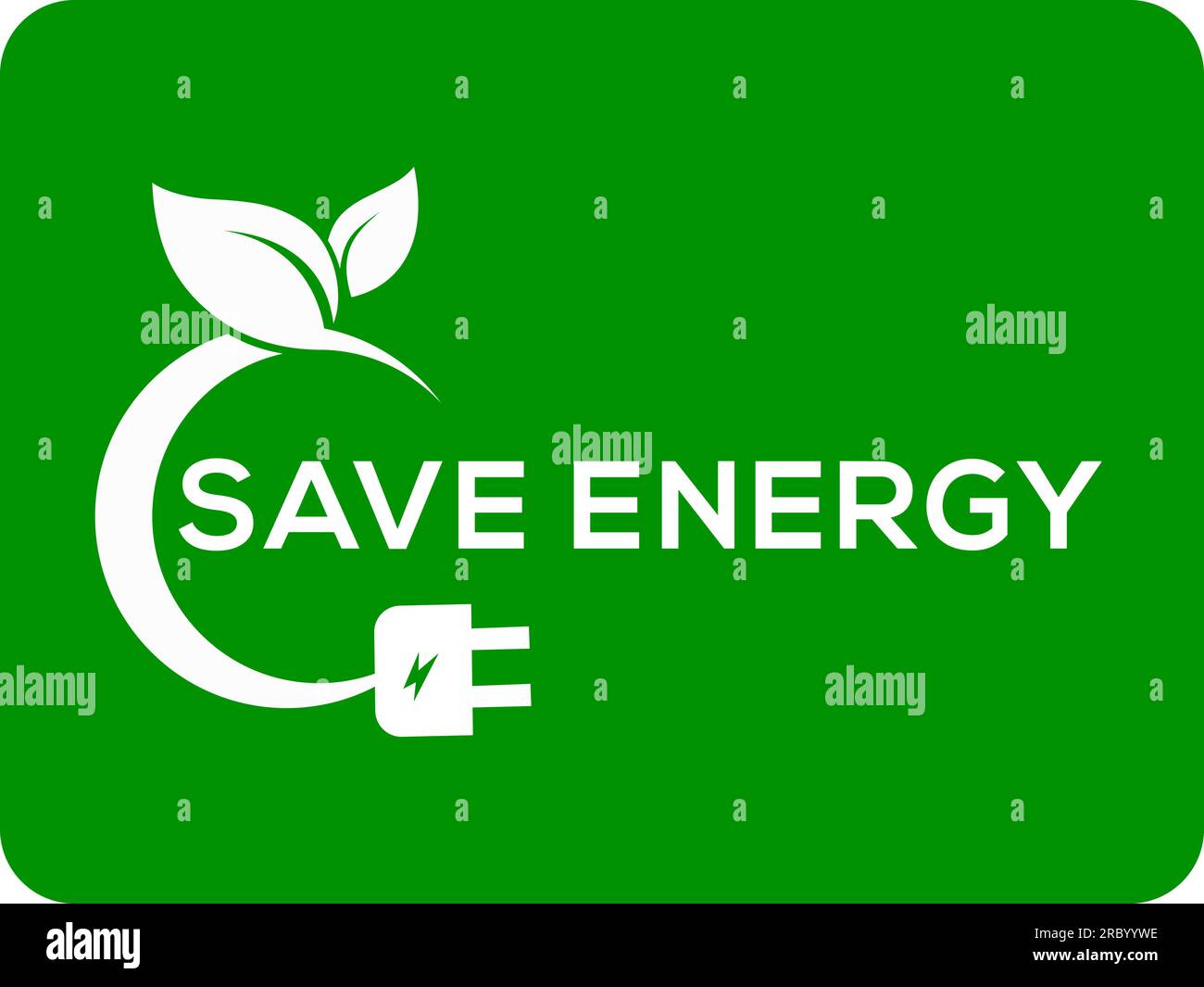 Green Background Save Energy Leaf Logo Or Icon Save Energy Leaf Vector Logo Stock Vector Image