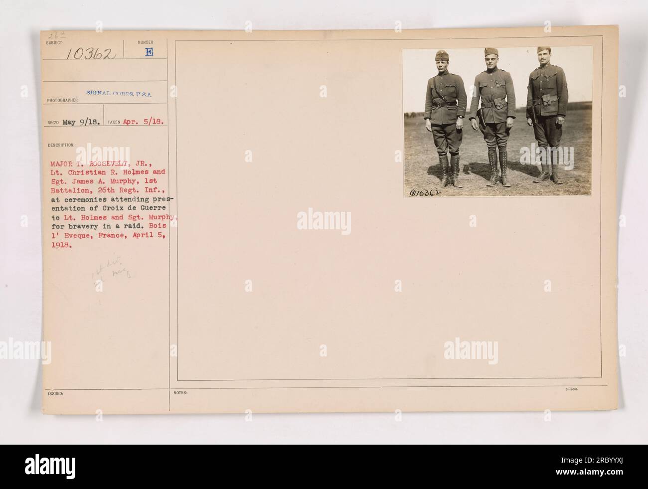 Major T. Roosevelt, Jr., Lt. Christian R. Holmes, and Sgt. James A ...