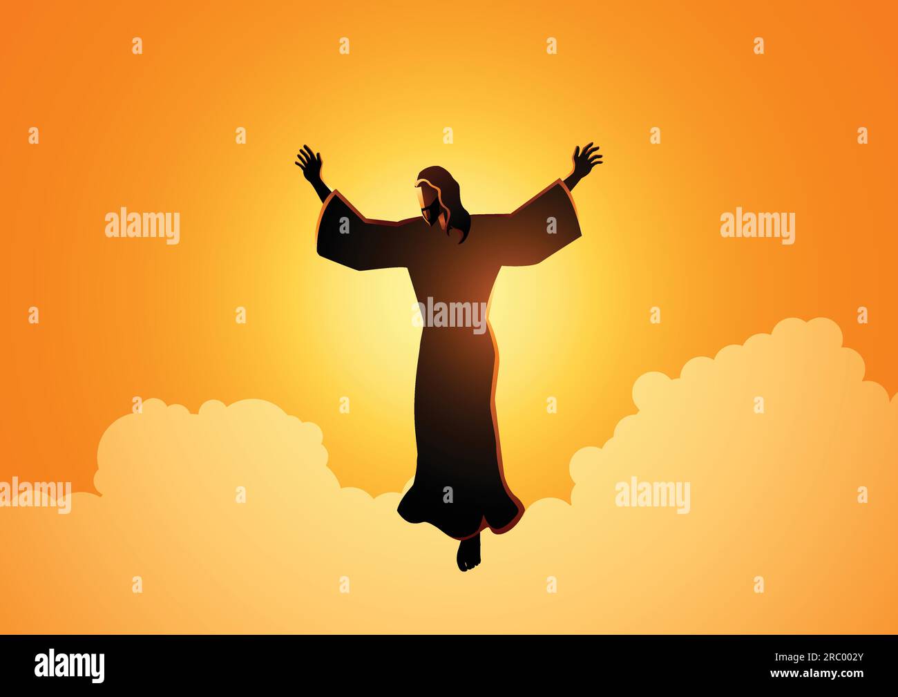 Biblical silhouette illustration of Jesus Christ raising His hands, for ...