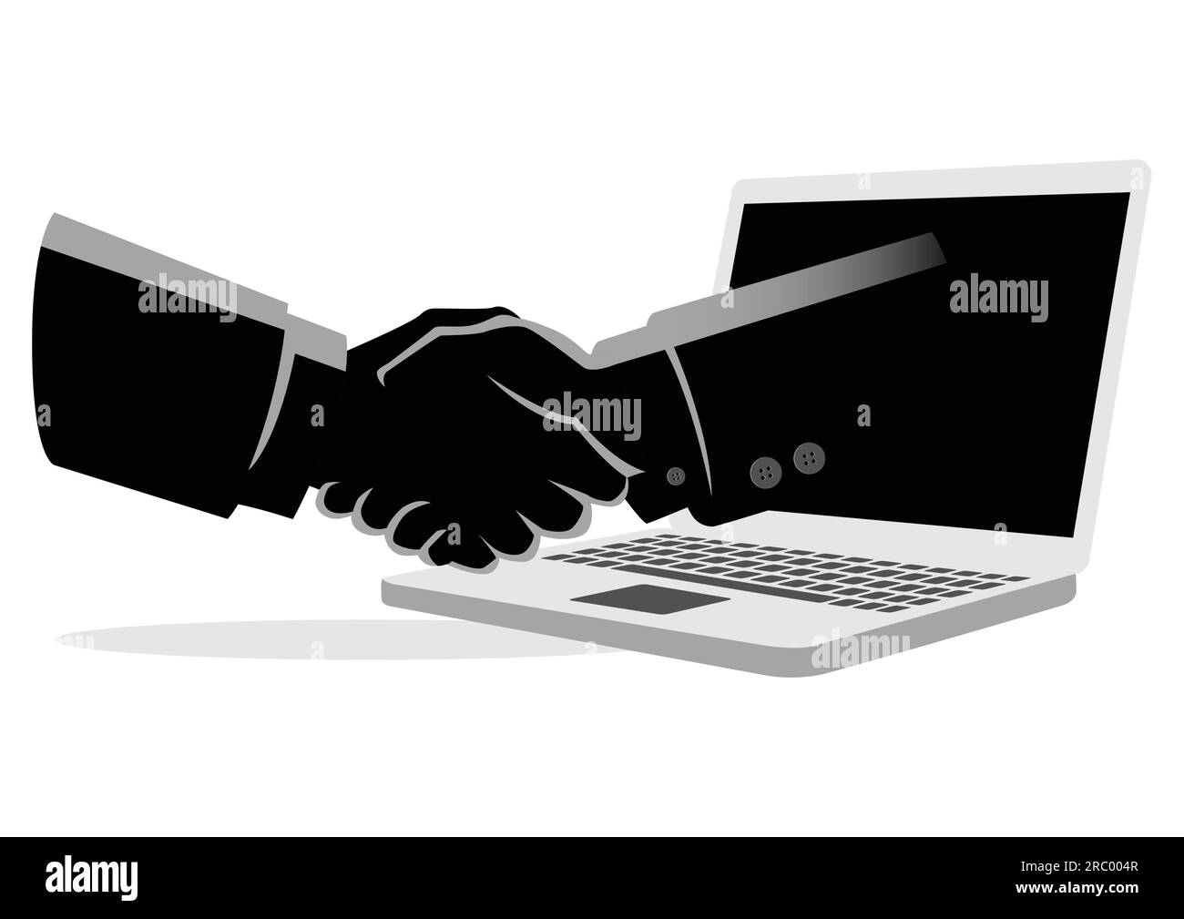 Business Concept Vector Illustration Of A Businessman Shake Hands With A Hand Comes Out From A