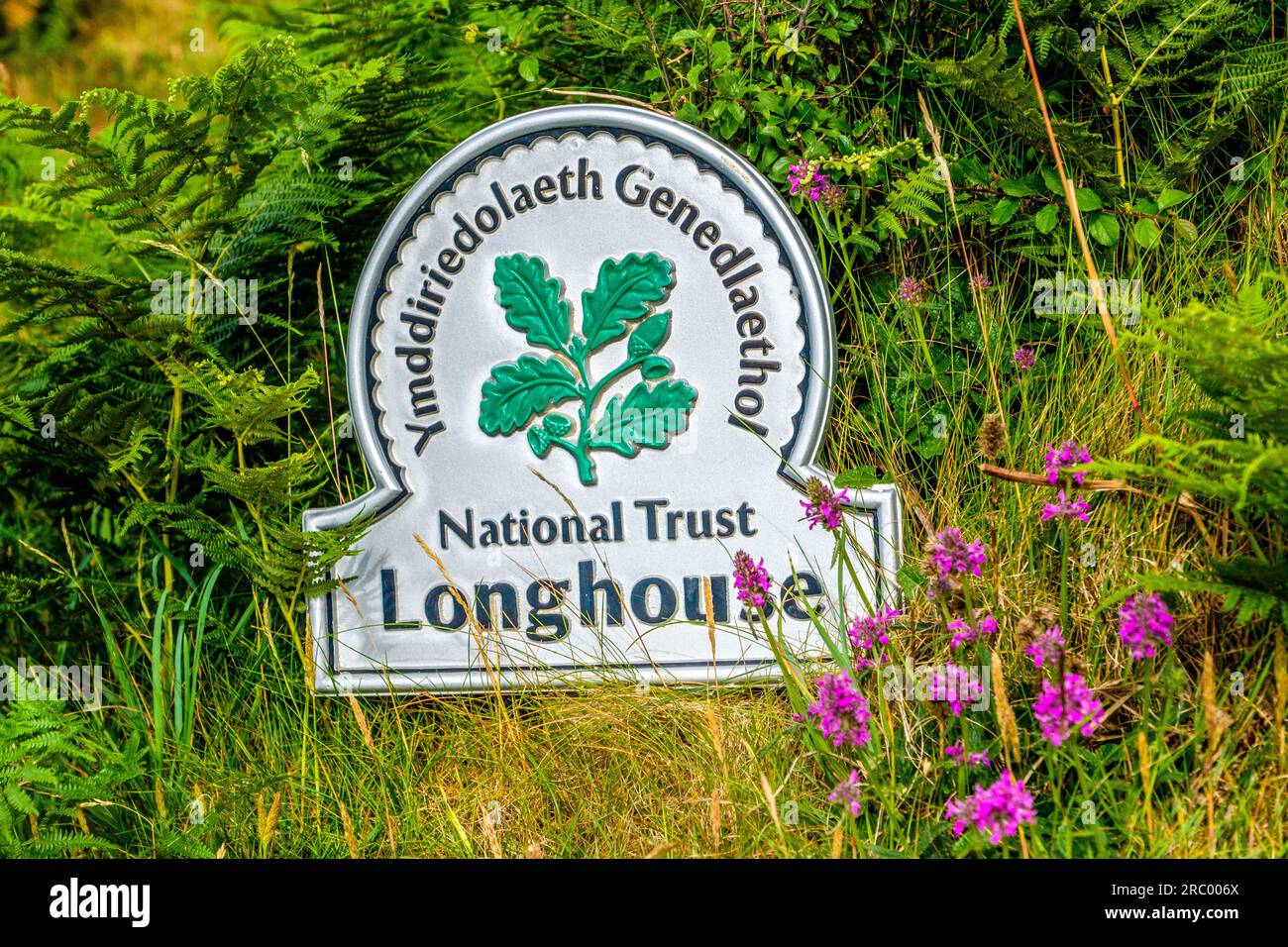 National Trust sign at Longhouse on the Pembrokeshire Coast, West Wales ...