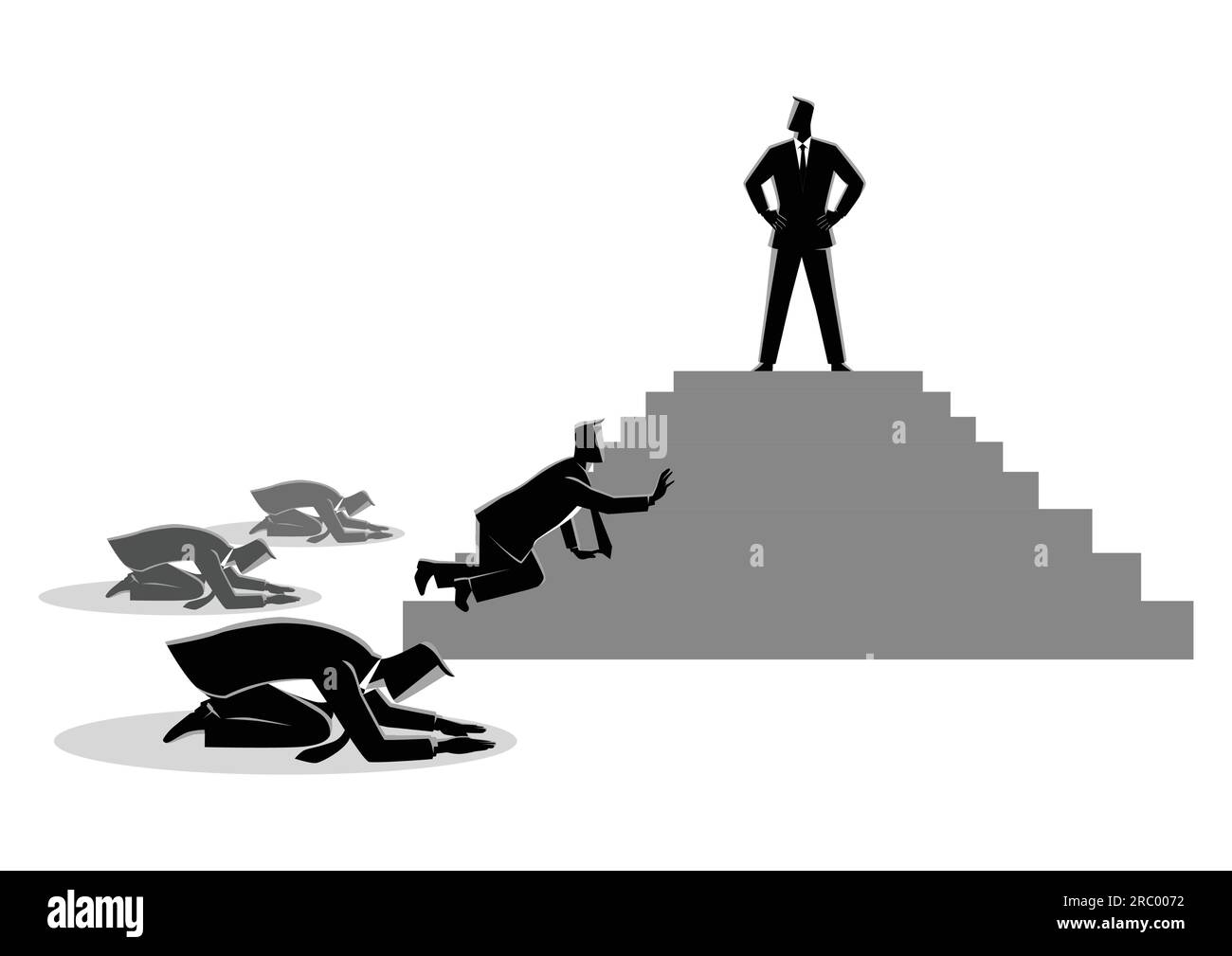 Business concept vector illustration of men worshiping a charismatic ...