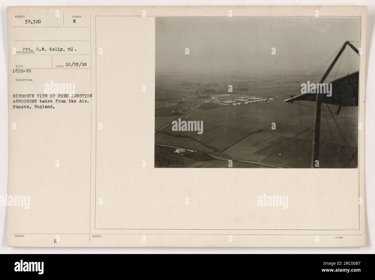 Bird's eye view of Ford Junction Aerodrome in Sussex, England, taken ...