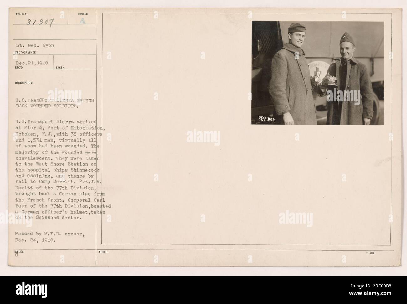 U.S. Transport Sierra arrives at Port of Embarkation, Hoboken, N.J ...