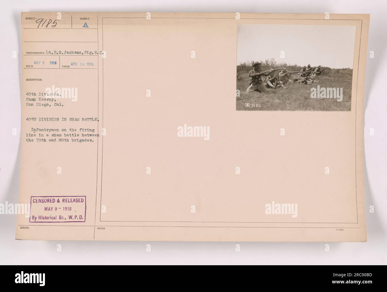 Infantrymen participating in a sham battle between the 79th and 80th ...