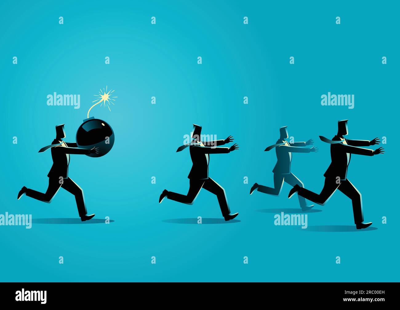 Business concept vector illustration of a businessman holding a huge ...