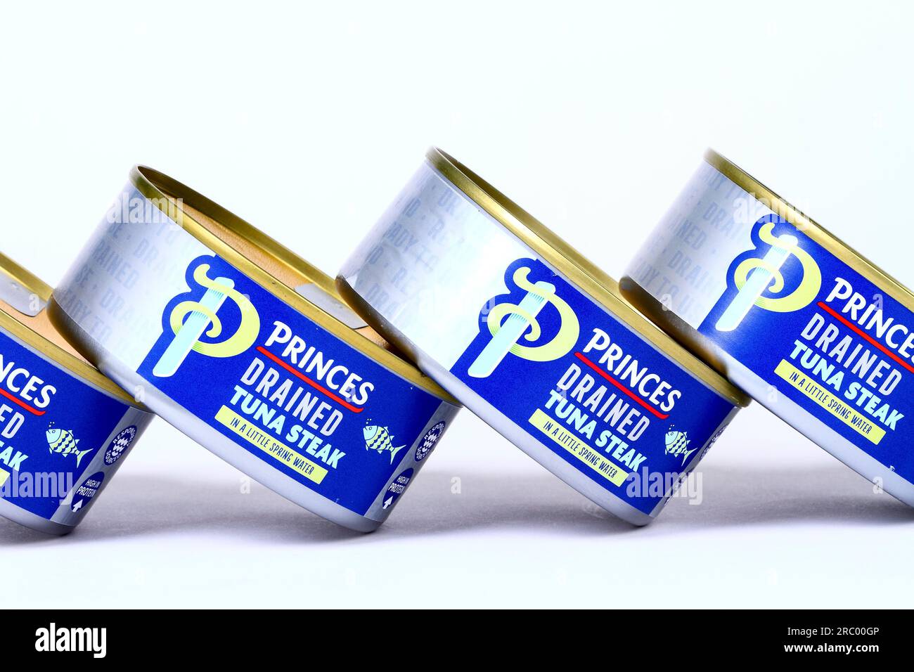 Tins of Princes Drained Tuna Fish Stock Photo - Alamy