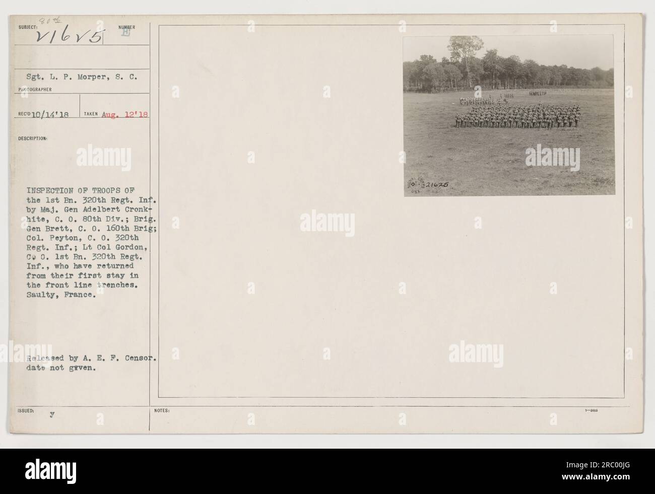 Maj. Gen Adelbert Cronkhite, Commanding Officer of the 80th Division ...