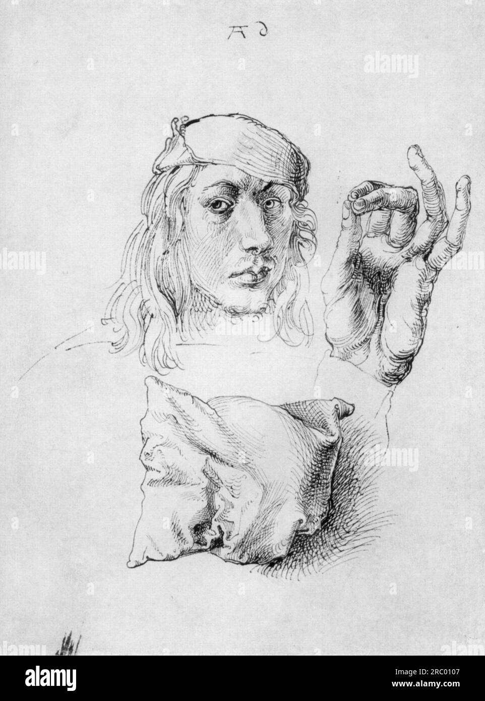 Study sheet with self-portrait, hand, and cushions 1493 by Albrecht ...